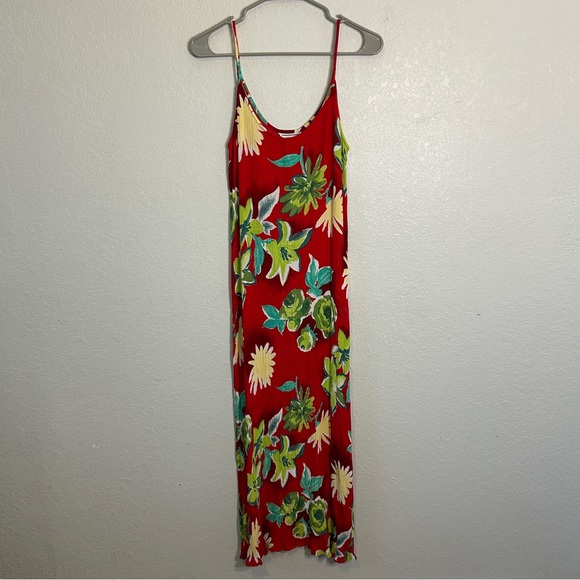 Dresses | Vintage Antonio Moreno Miami Red Hawaiian Floral Maxi Dress ...